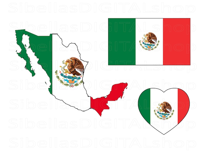 Patriotic Mexico Heart Flag Map - Instant Download PNG SVG Jpg ...