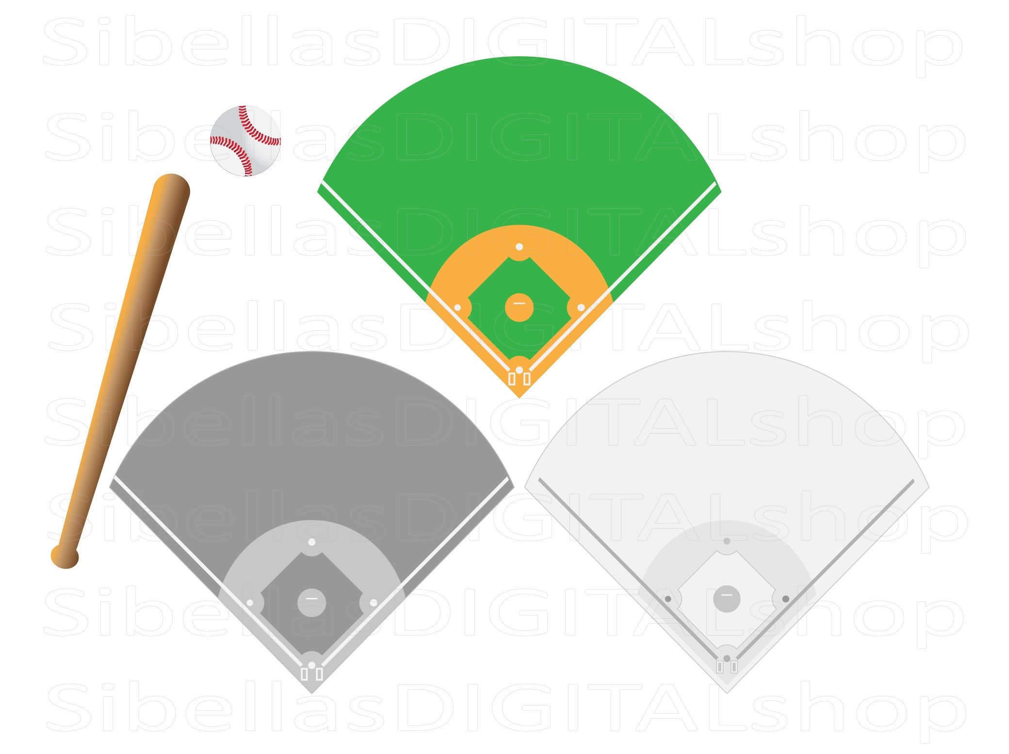 Baseball Field Field Clip Art PNG SVG Files Sport Field - Etsy