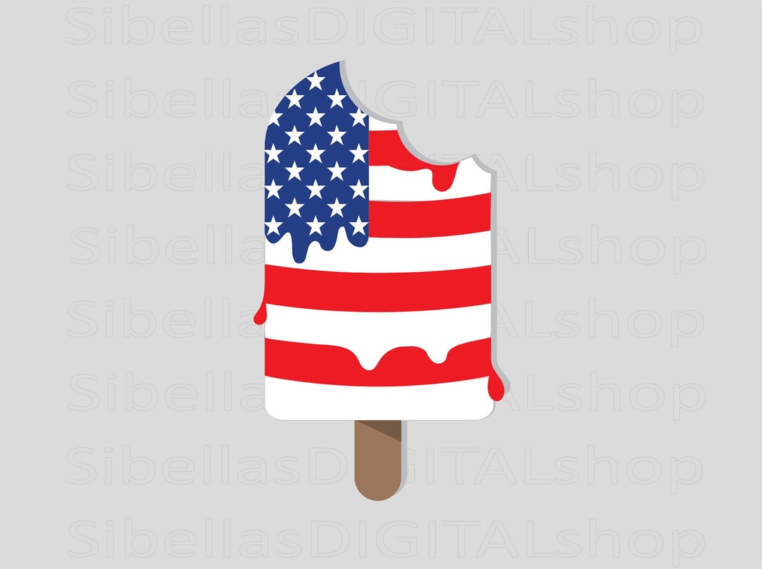 Patriotic USA Flag Ice Cream Artwork Instant Download PNG SVG - Stars ...