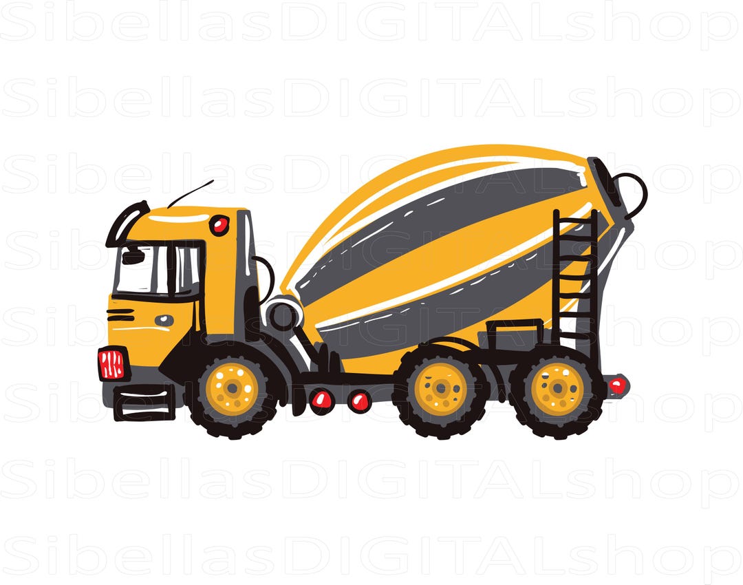 Cement Truck Clipart: Transit Mixer SVG PNG, Construction Truck ...