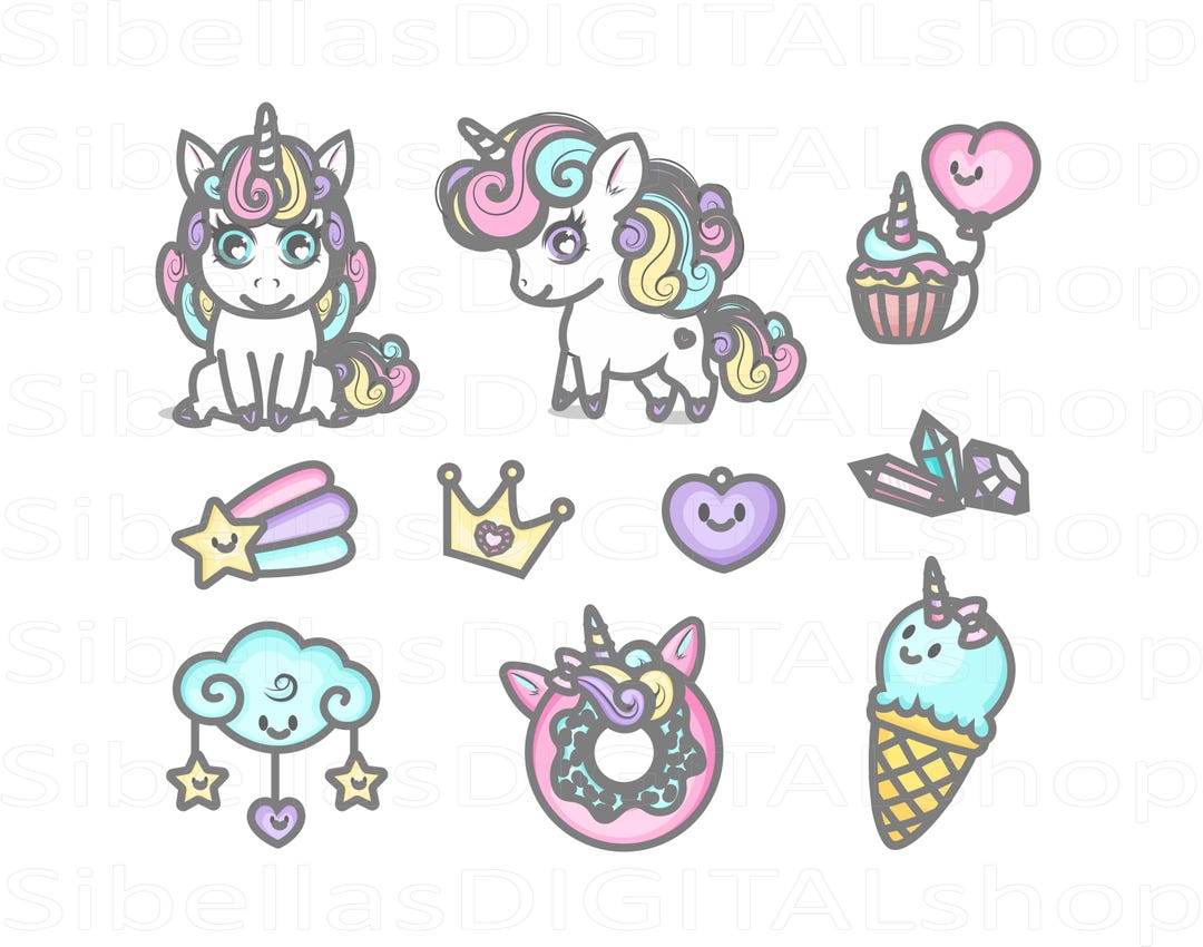 Sweet Unicorn Clipart Bundle: Magical Art for Girls (digital Download ...