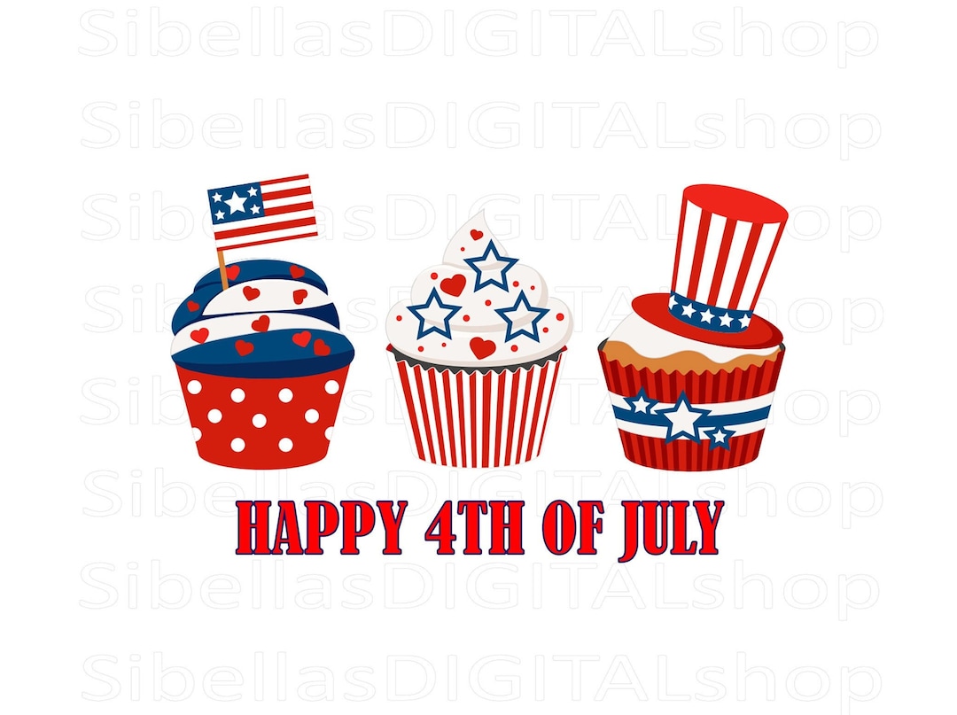 4th of July Cupcake Toppers: Patriotic Clip Art (PNG SVG Digital ...