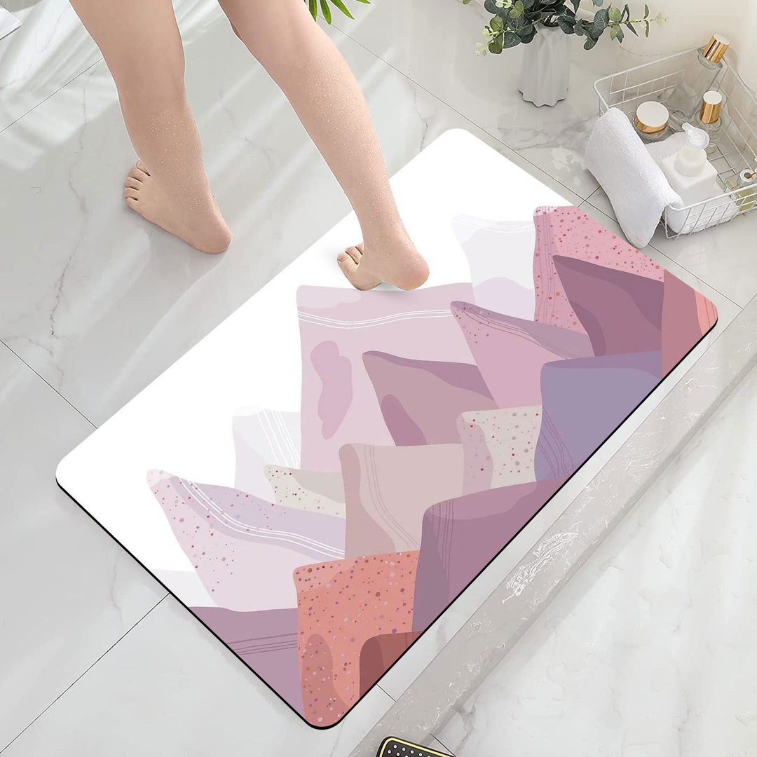 Colorful Abstract Mountain Bath Mat Black Nature Rustic Scenery ...