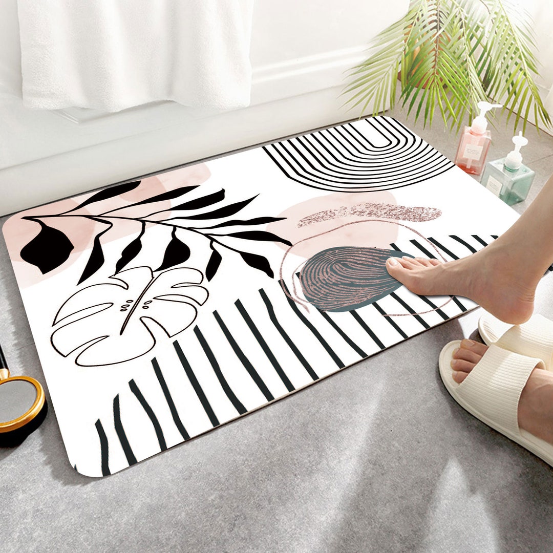 Boho Bath Mat for Bathroom Abstract Art Mid Century Colorful - Etsy