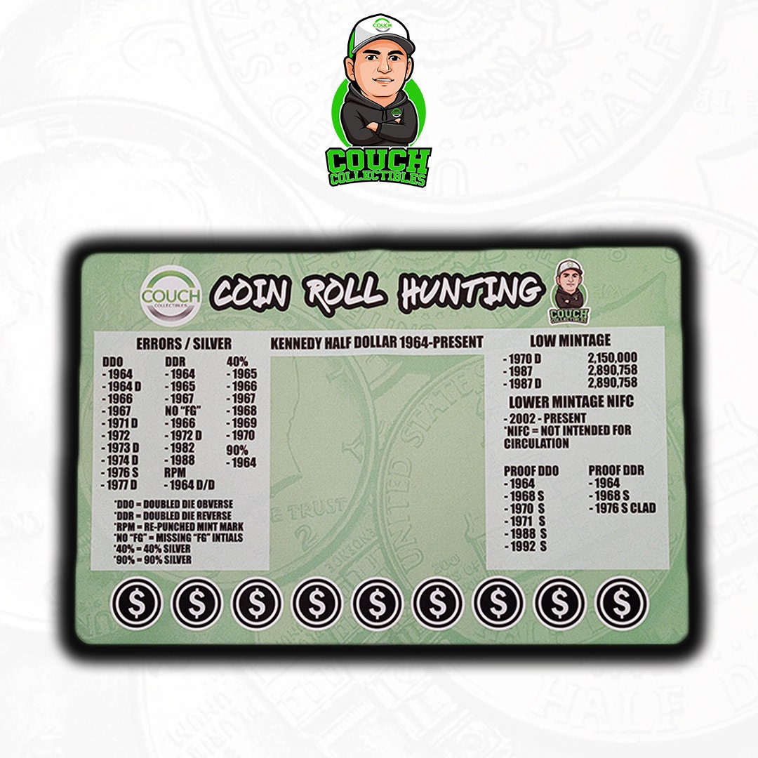 NEW Coin Roll Hunting Half Dollar Mat Soft Rubber Coin Sorting Mats ...