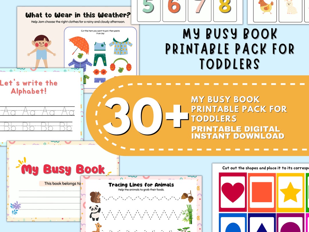 My Busy Book Printable Pack for Toddlers Toddler Learning Folder Quiet Book Binder Folder for ...