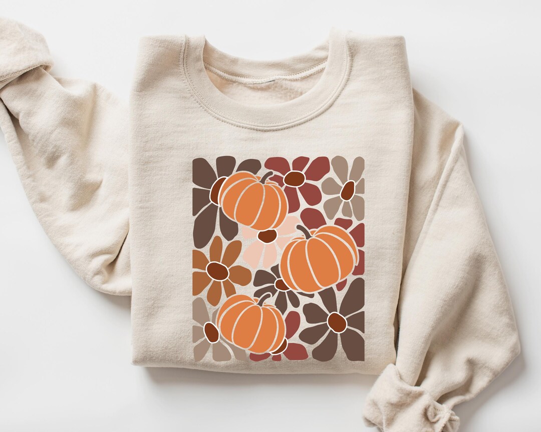 Fall Floral Sweatshirt, Autumn Fall Pumpkin Sweater, Thanksgiving ...