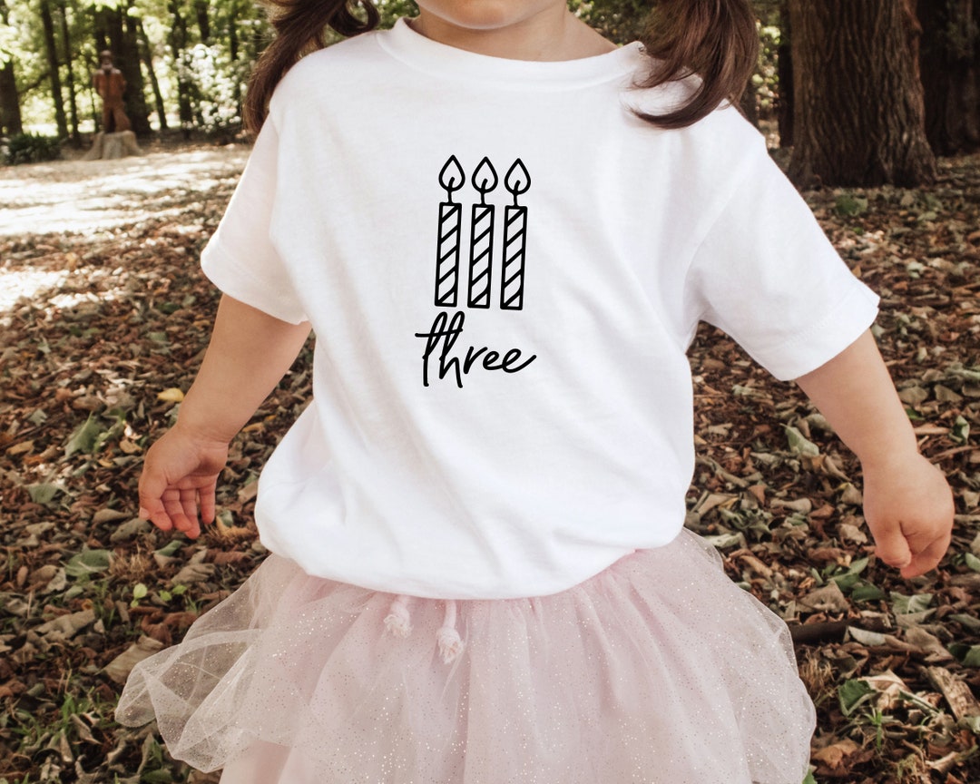 Three Candle Birthday Shirt, 3rd Birthday, 3rd Birthday Shirt Girls, Third Birthday Shirt, 3rd ...
