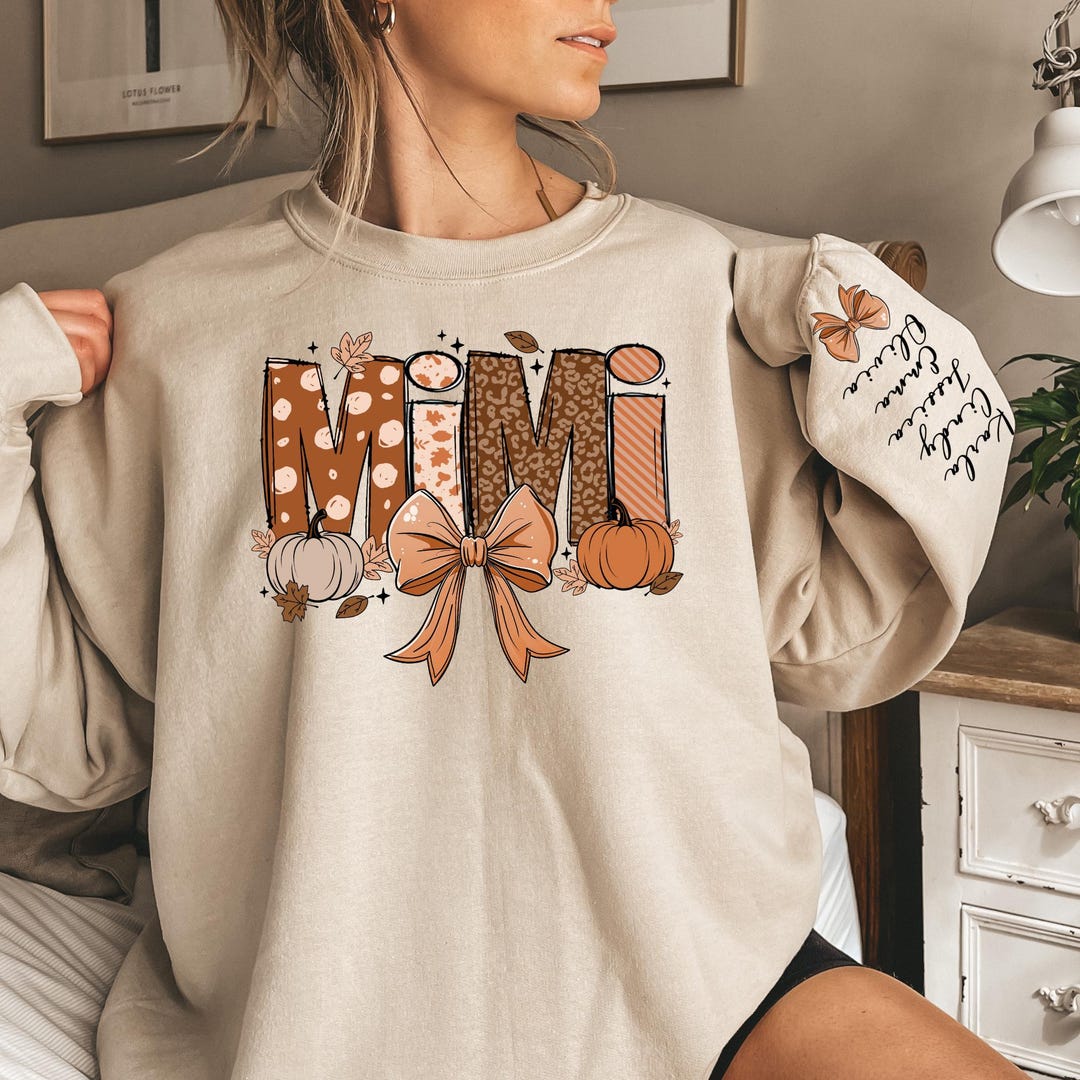 Mimi Fall Sweatshirt, Personalized Mimi Fall Sweater With Kids Name ...