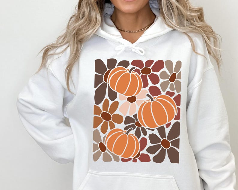 Fall Floral Sweatshirt, Autumn Fall Pumpkin Sweater, Thanksgiving ...