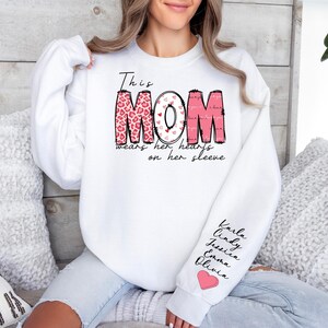Custom This Mom Wears Her Heart on Her Sleeve, Personalized Mama ...