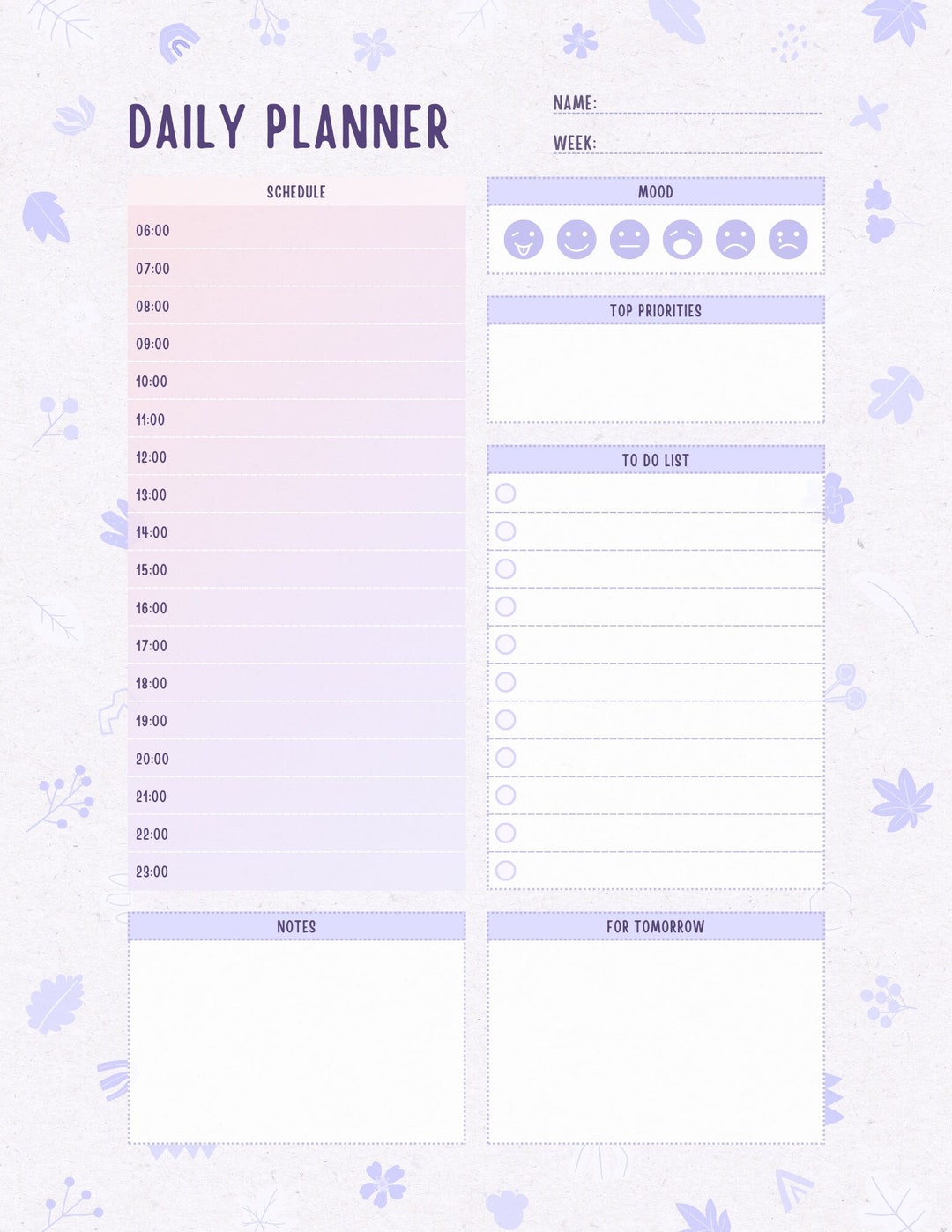 ADHD Minimal Daily Planner - PRINTABLE ADHD, Daily Planner: Instant ...