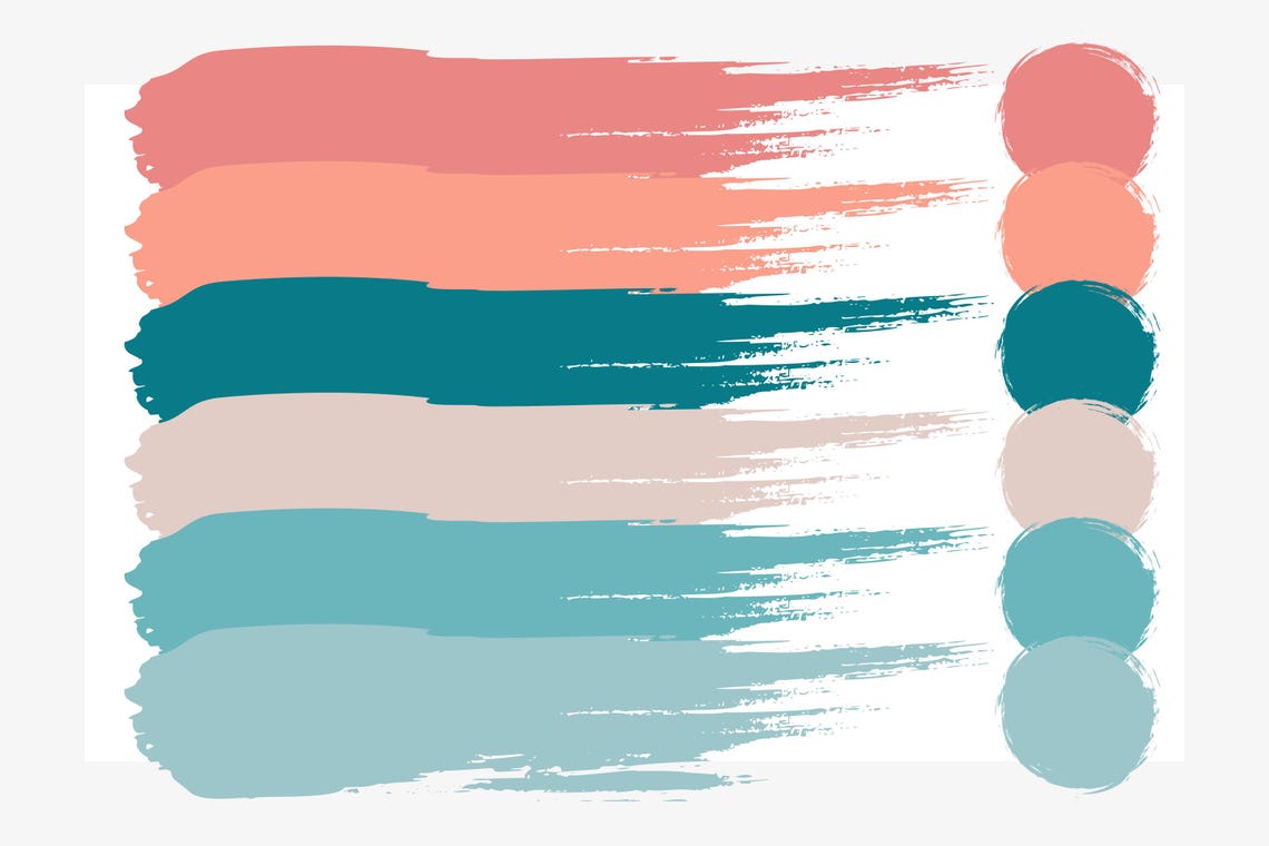 Deep Coral Pink and Dark Teal Color Palette, Peach, Blush Sand, Ash ...