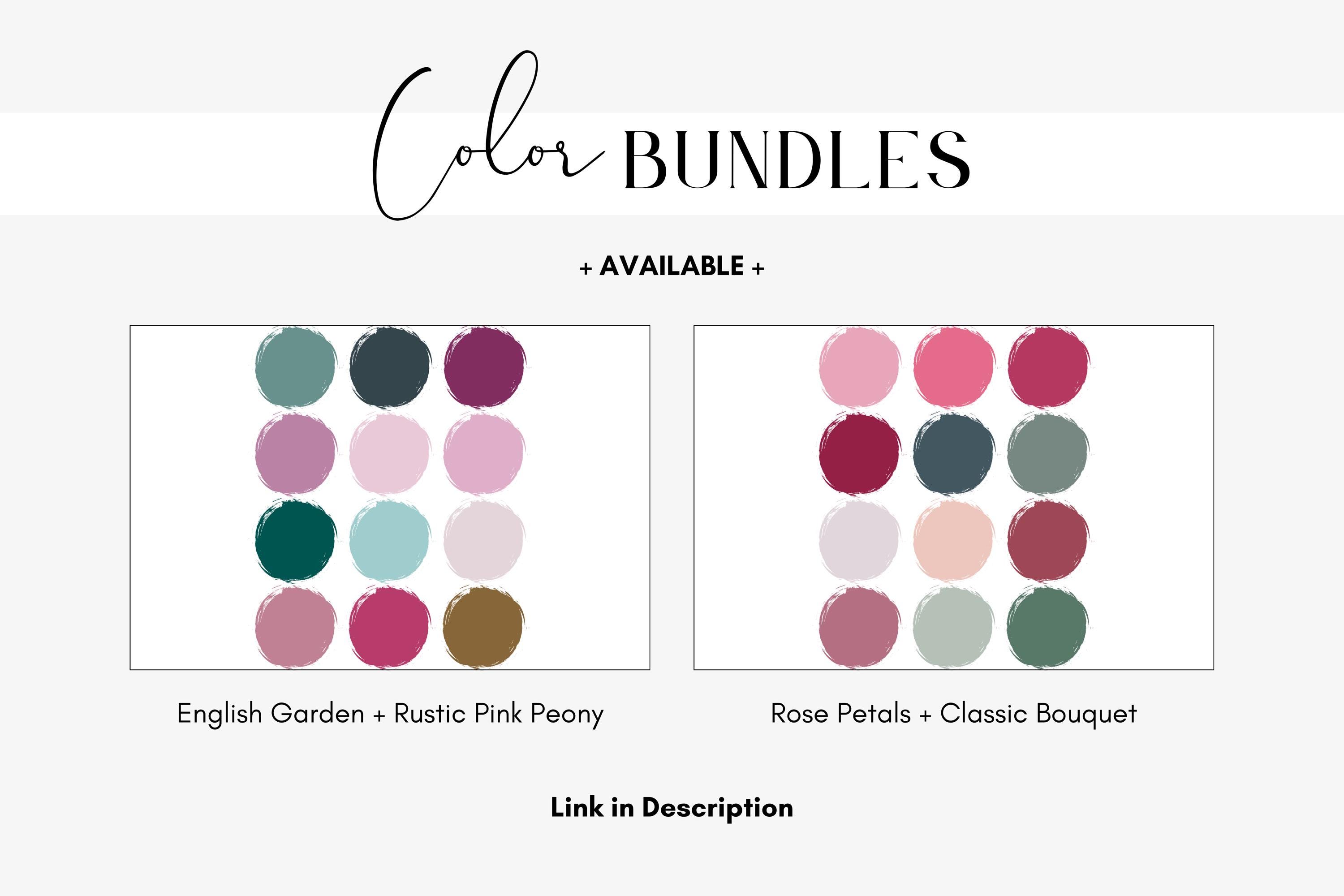 Romantic Floral Color Palette Bundle, Pink, Teal, Blush, Mint, Emerald ...