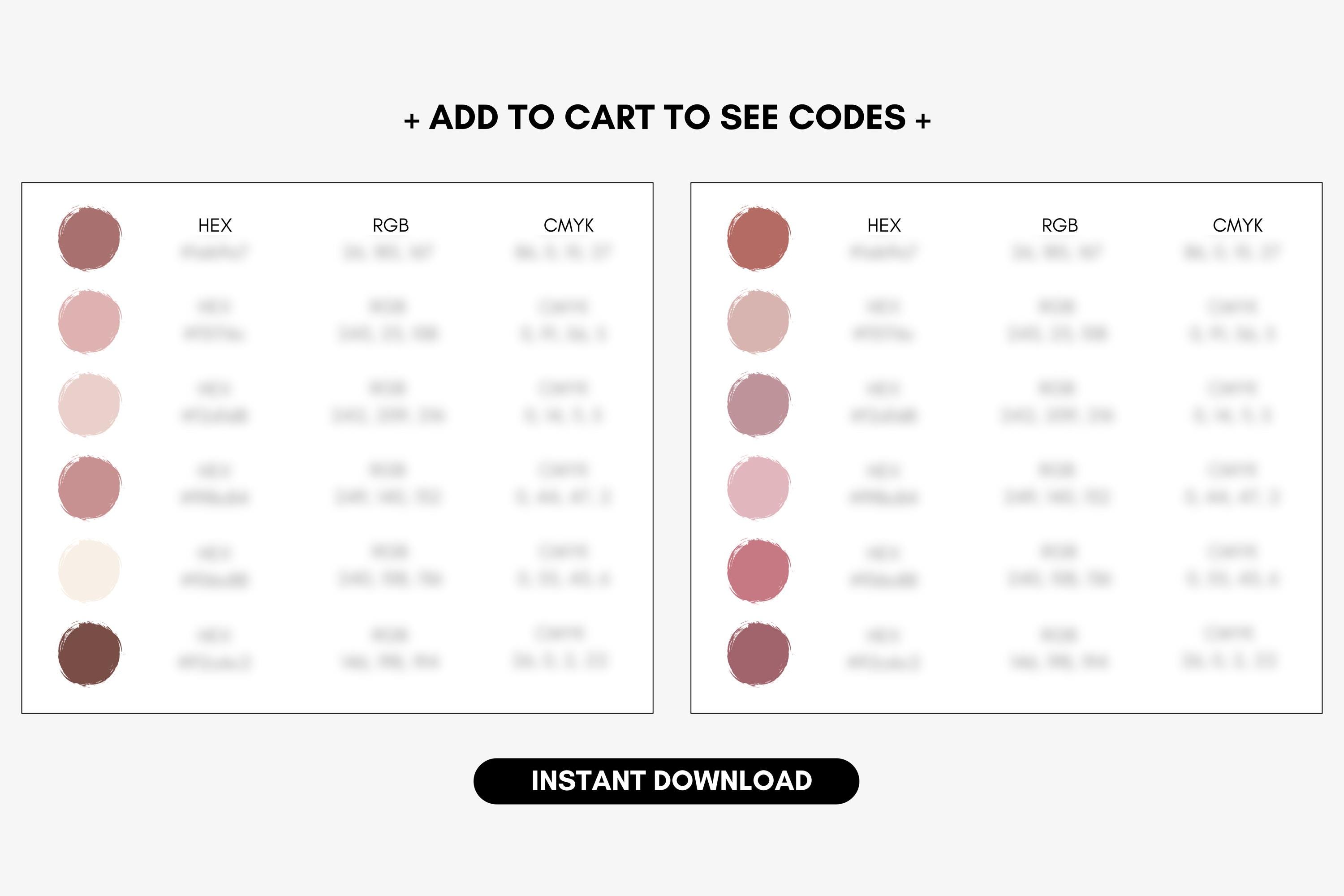 Pink Shades Brand Color Palette Bundle, Mauve Clay, Blush, Pink, Rose ...