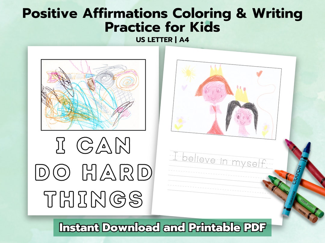 Printable Affirmations for Kids, Coloring and Handwriting Practice ...