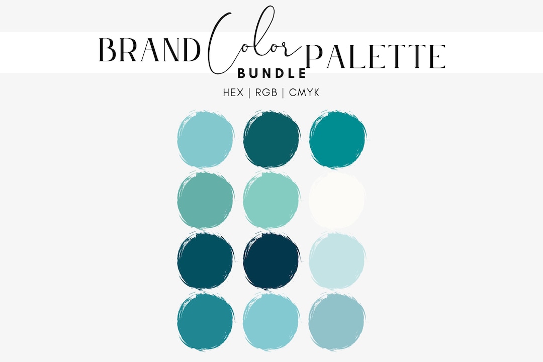Turquoise Shades Color Palette Bundle, Dark Teal, Midnight Blue, Pale ...