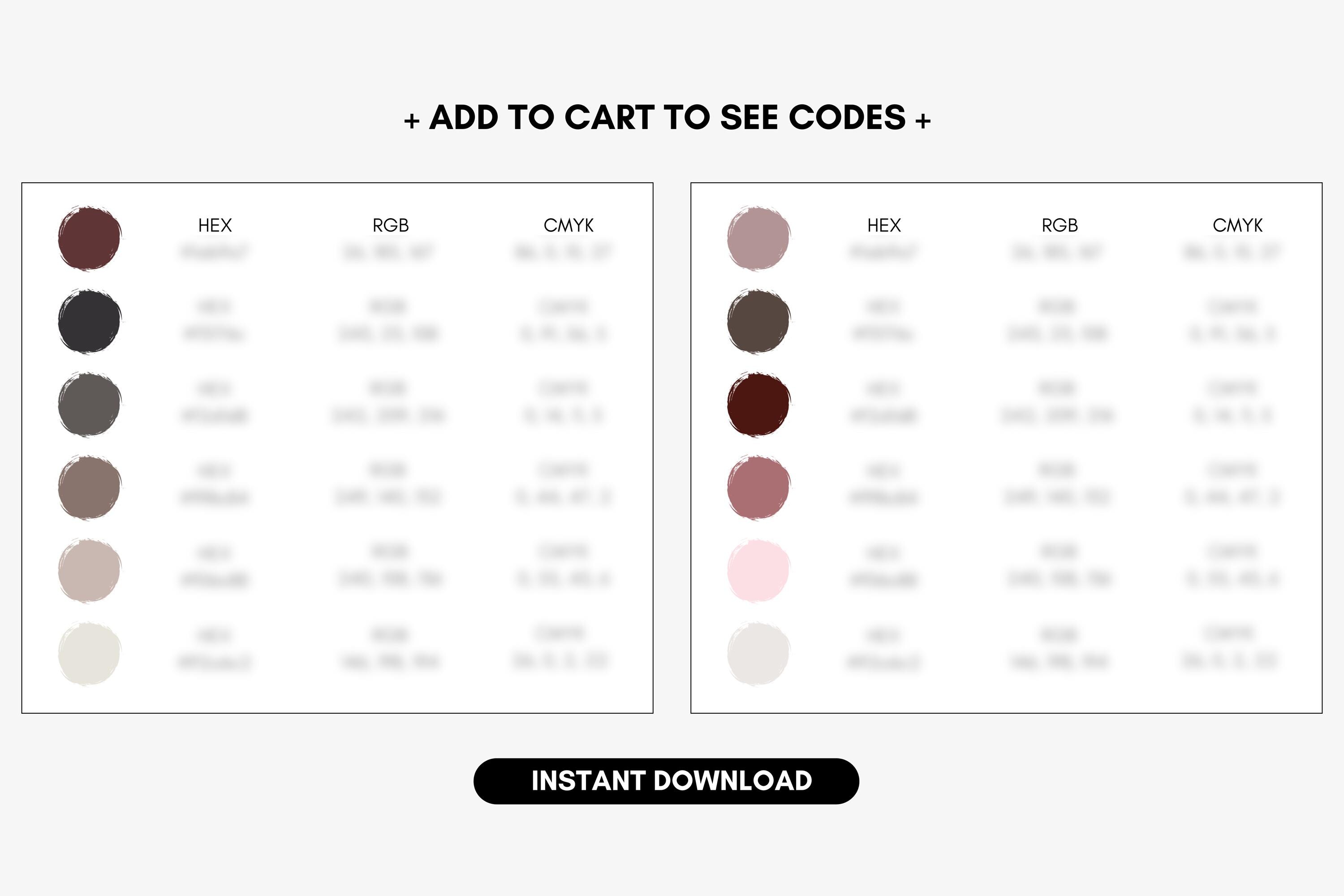 Moody Earthy Color Palette Bundle, Charcoal Brown, Dark Burgundy, Dusty ...