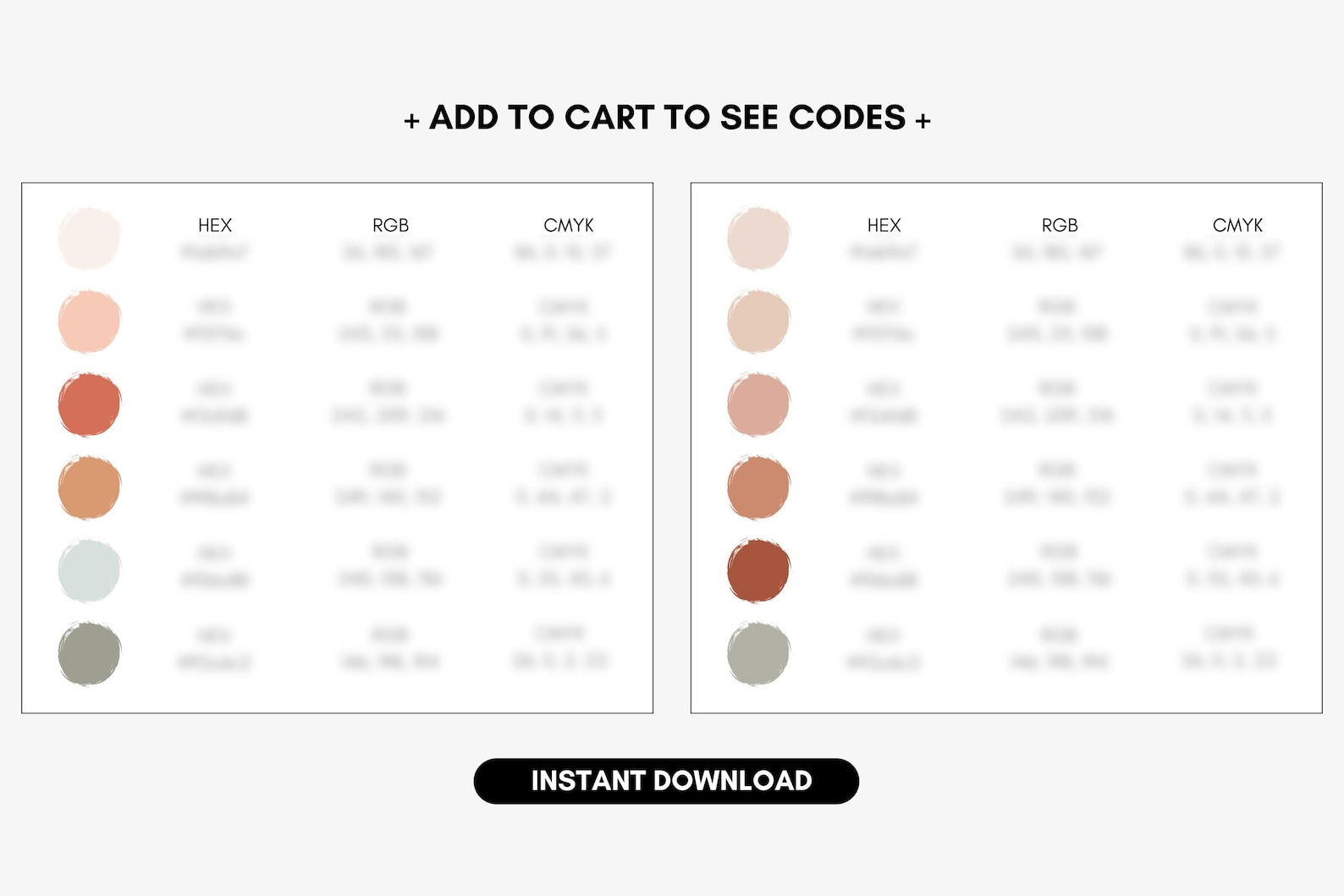 Boho Color Palette Bundle, Blush Pink, Peach, Coral, Sand, Mint, Sage ...