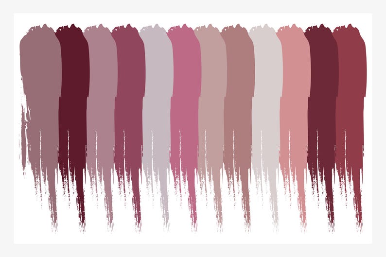 Romantic Color Palette Bundle, Rose Taupe, Cherry, Dark Pink, Gray ...