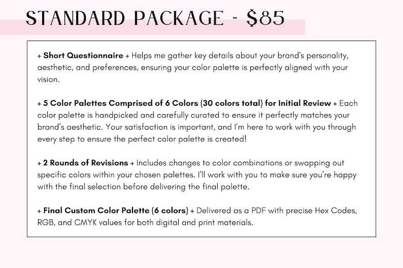 Custom Color Palette, Standard Package, Branding for Small Businesses ...