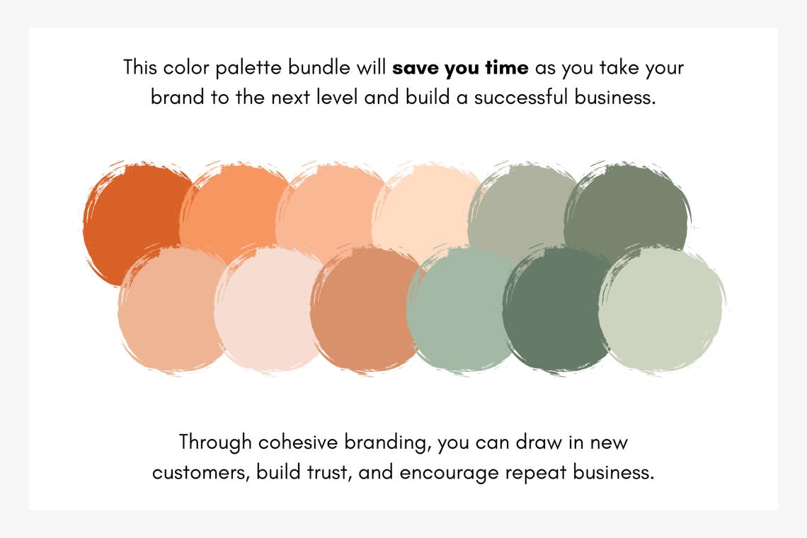Warm Earth Tones Color Palette Bundle, Small Business Branding, Burnt ...