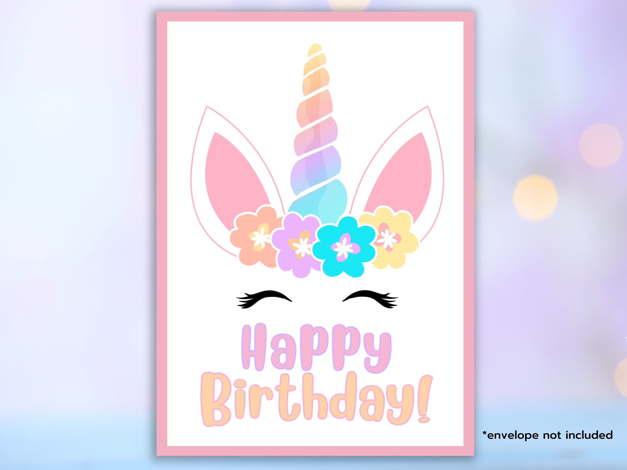 Printable Unicorn Birthday Card, Instant Digital Download - Etsy