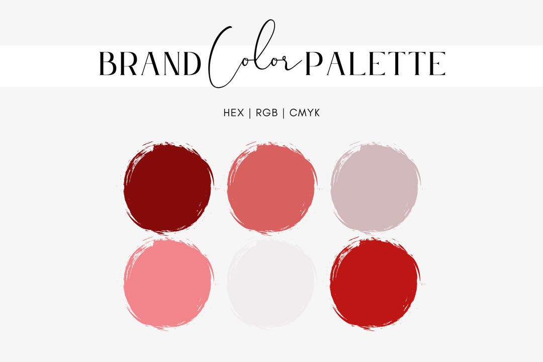 Rich Burgundy, Deep Rouge, Blush, Ash Pink, Ice White Color Palette, Branding Theme for ...