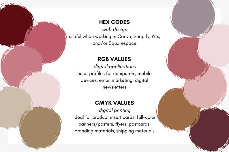 Pink Branding Color Palette Bundle, Merlot, Copper, Rose, Rouge, Pale ...