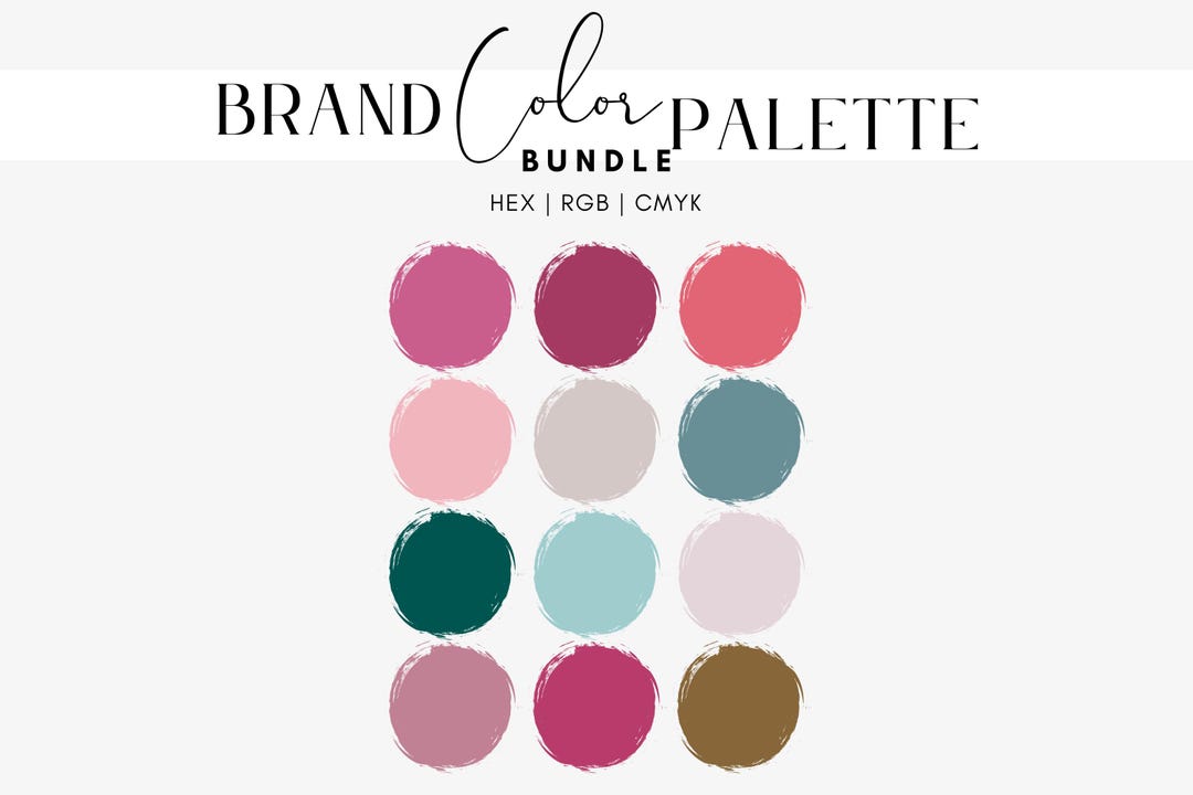 Romantic Floral Color Palette Bundle, Pink, Teal, Blush, Mint, Emerald ...