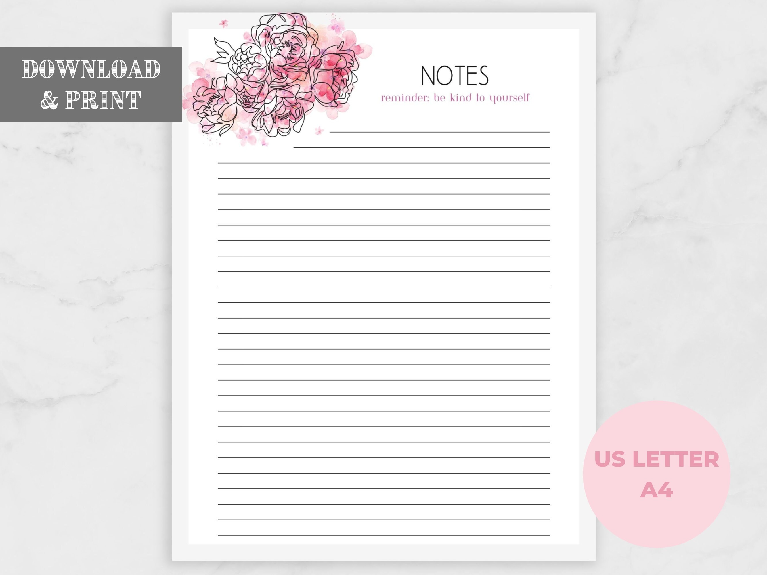 Printable Notes Page With Positive Affirmation, Instant Download - Etsy