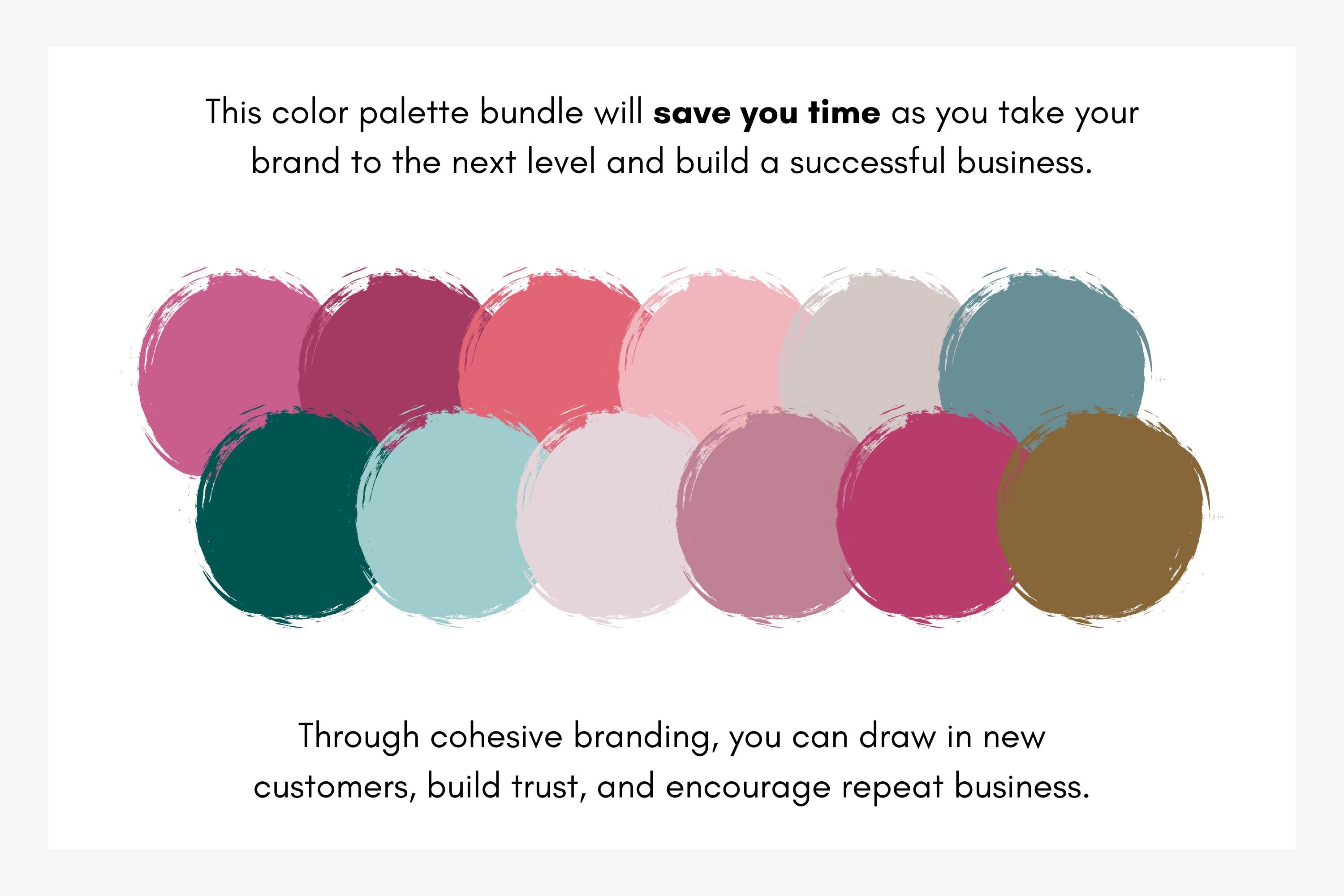 Romantic Floral Color Palette Bundle, Pink, Teal, Blush, Mint, Emerald ...