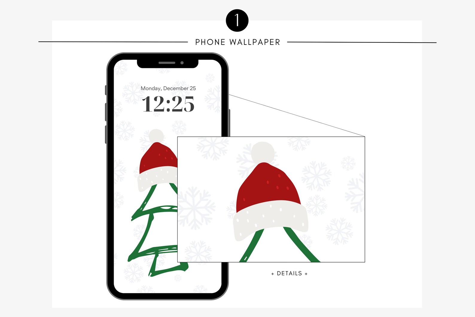Santa Hat and Christmas Tree Phone Wallpaper, Festive Holiday Lock ...