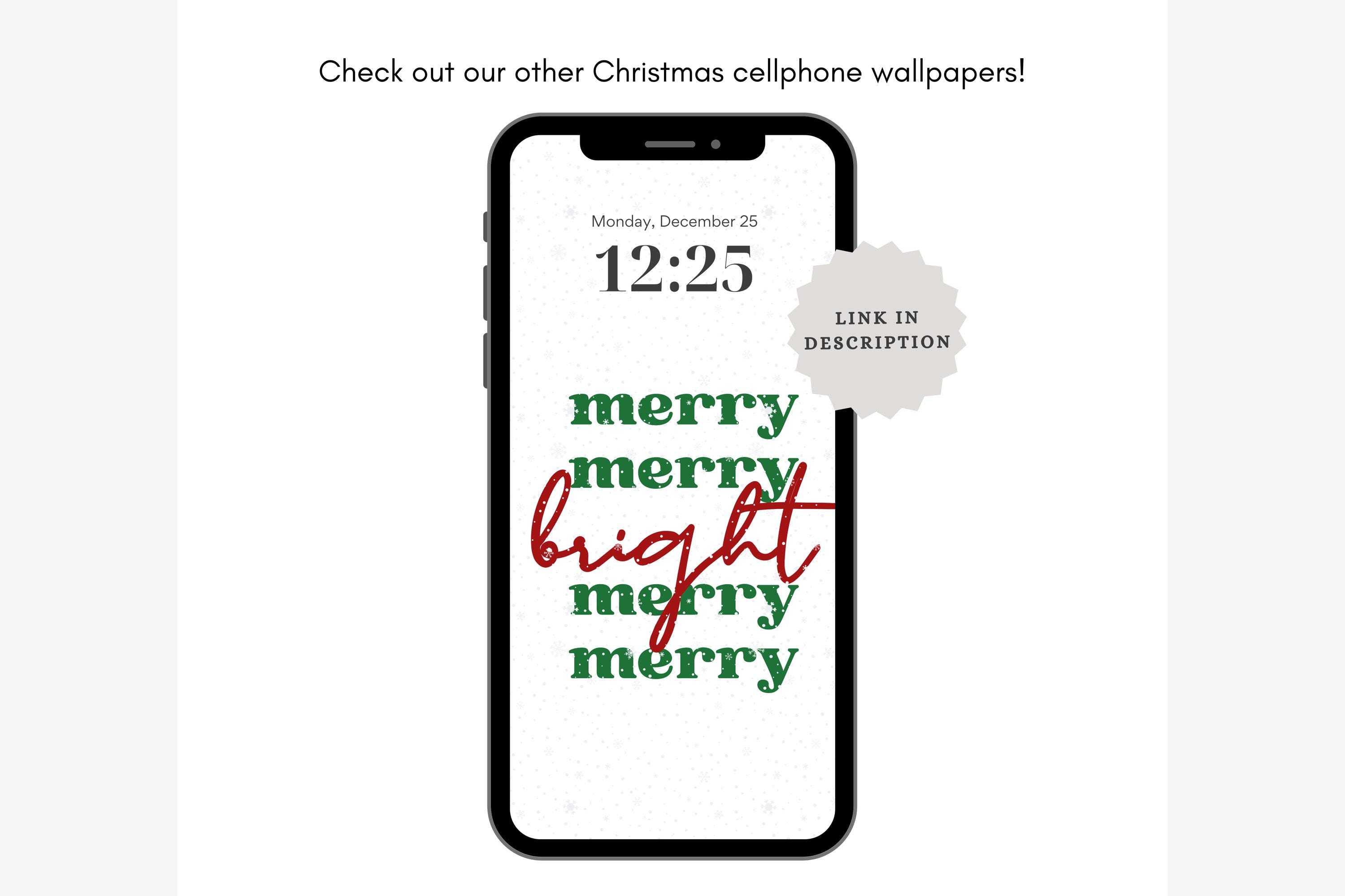 Santa Hat and Christmas Tree Phone Wallpaper, Festive Holiday Lock ...