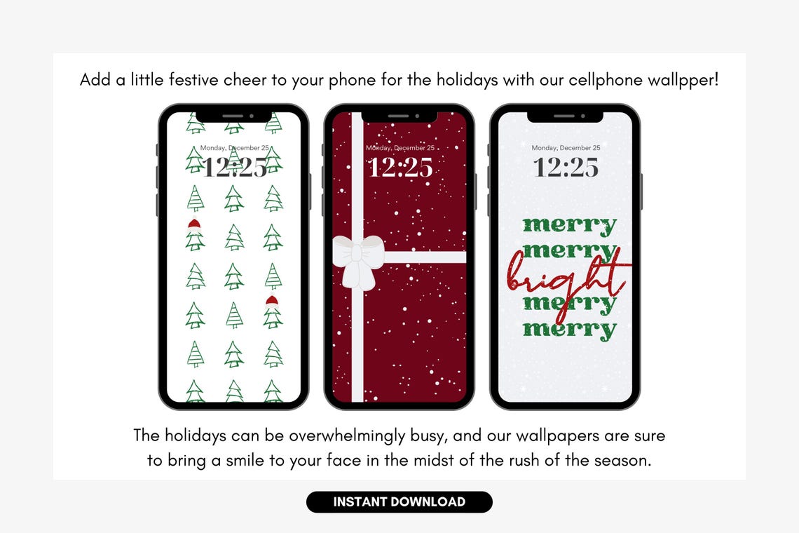 Santa Hat and Christmas Tree Phone Wallpaper, Festive Holiday Lock ...