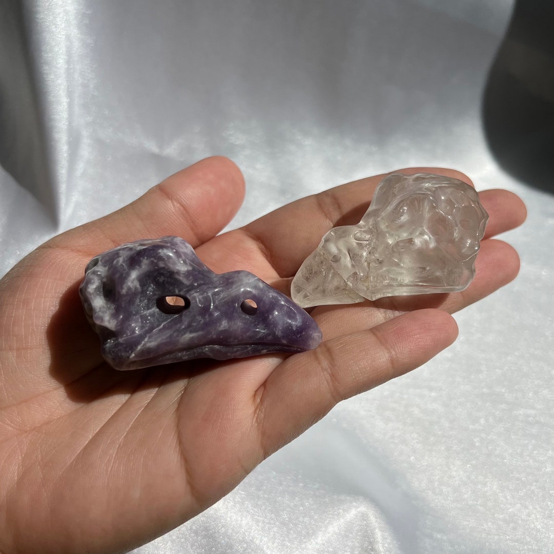 Raven Skull Crystal, Raven Crow Head Carving, Animal Skull Crystal ...