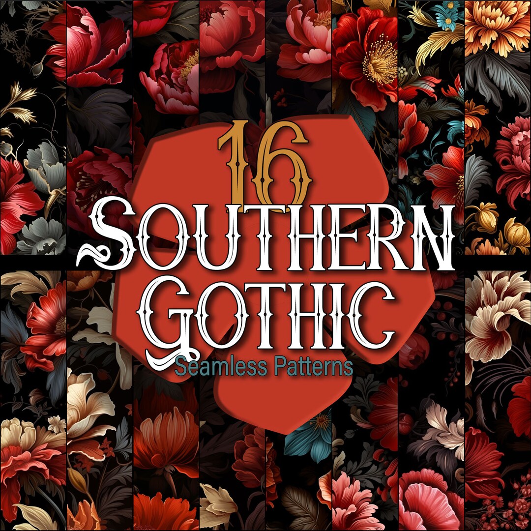 16 Southern Gothic Flower Seamless Pattern Includes PAT File Scrapbook ...