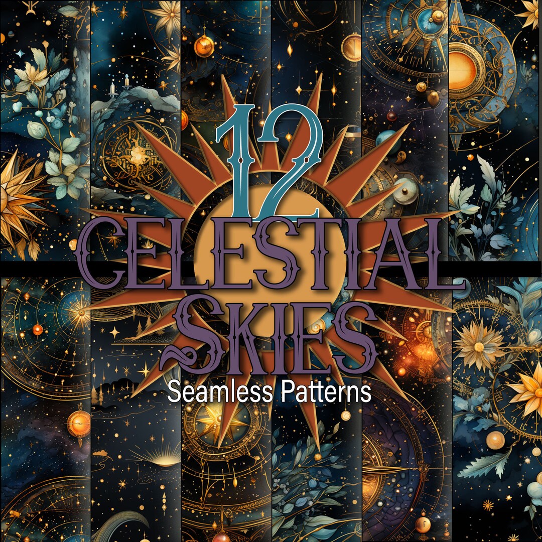 Celestial Skies Seamless Pattern Includes PAT File Scrapbook Paper ...