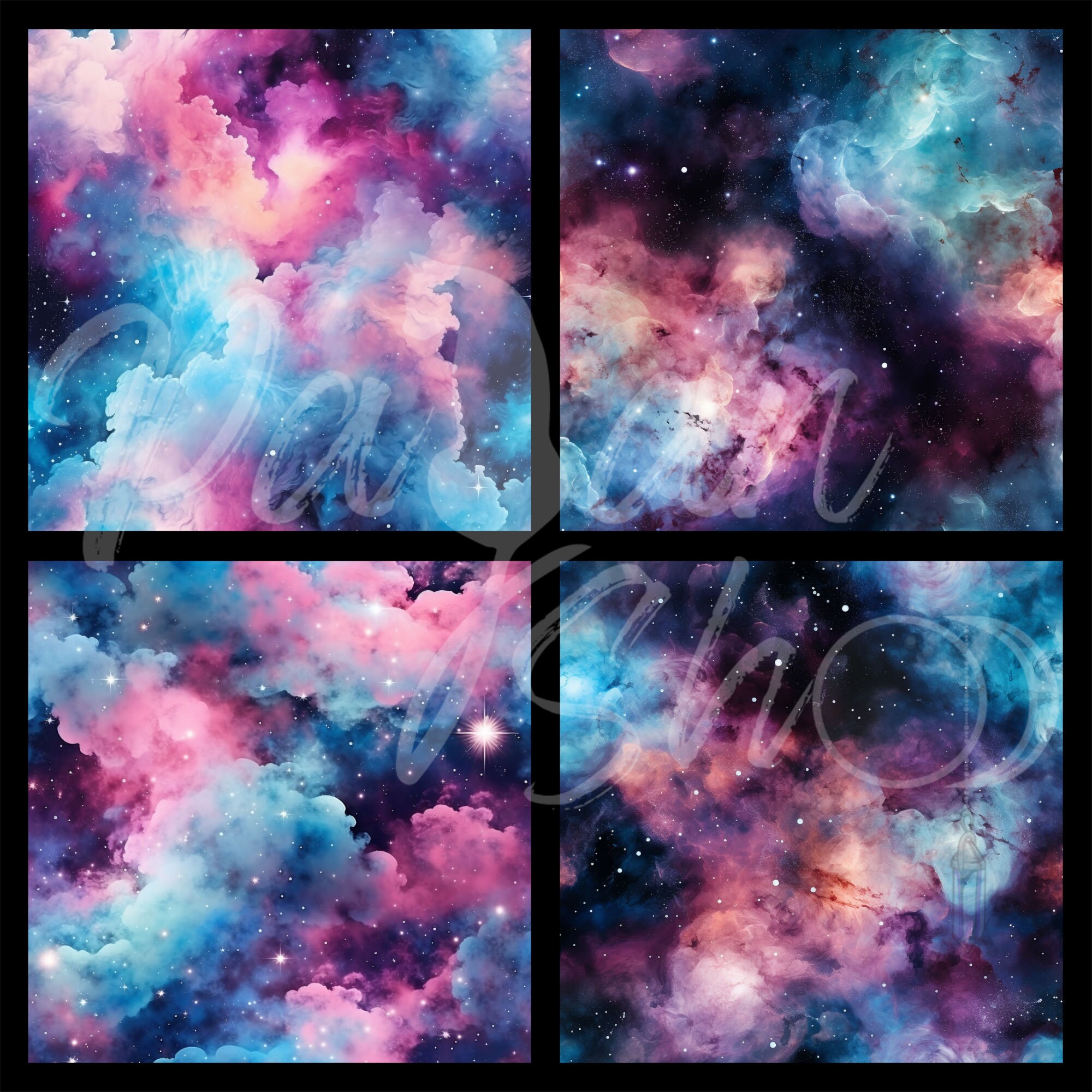 Fantasy Galaxy Seamless Pattern Watercolor Includes PAT File Scrapbook ...