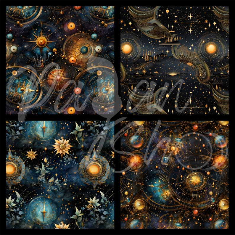 Celestial Skies Seamless Pattern Includes PAT File Scrapbook - Etsy