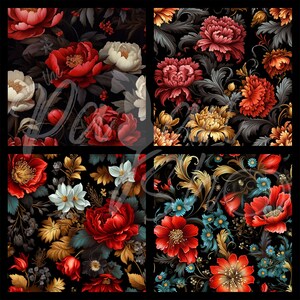 16 Southern Gothic Flower Seamless Pattern Includes PAT File Scrapbook ...