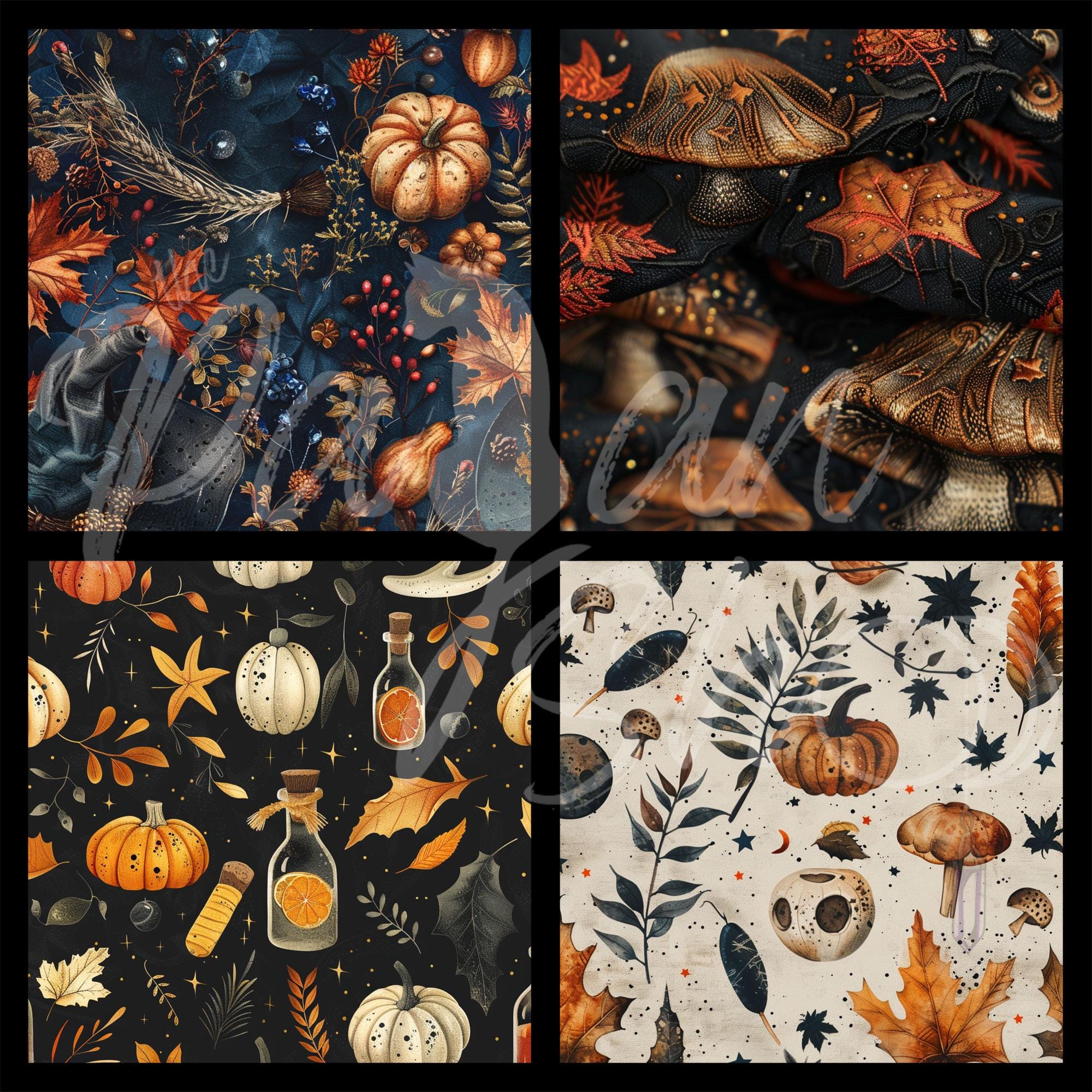 Witchy Seamless Pattern Pack: Spooky Halloween Designs (digital ...