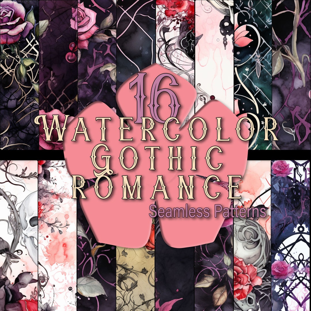 Watercolor Gothic Romance Seamless Patterns: Scrapbook Paper (digital ...
