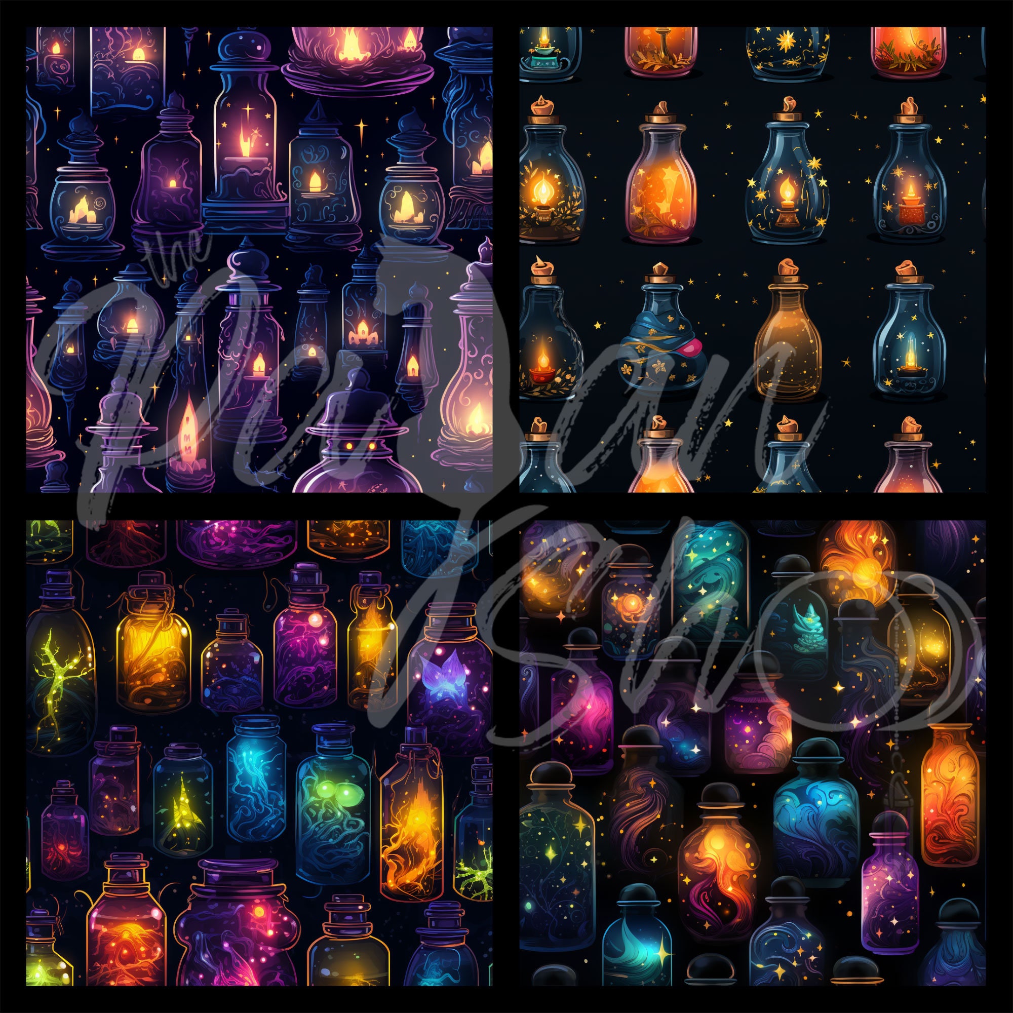 16 Neon Magical Potions Seamless Pattern Includes PAT File Scrapbook ...