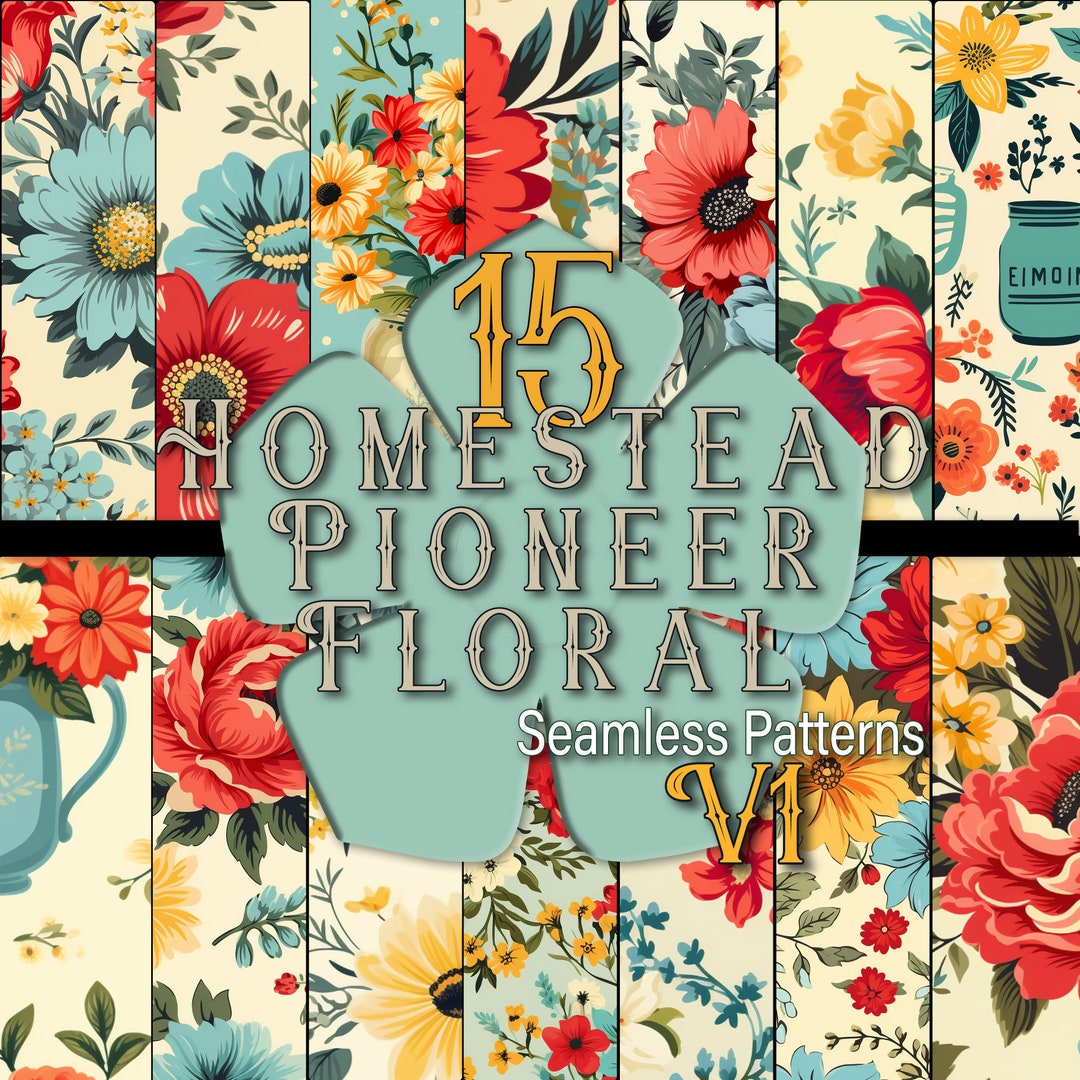 Homestead Floral Seamless Pattern: Pioneer Style (digital Download) - Etsy