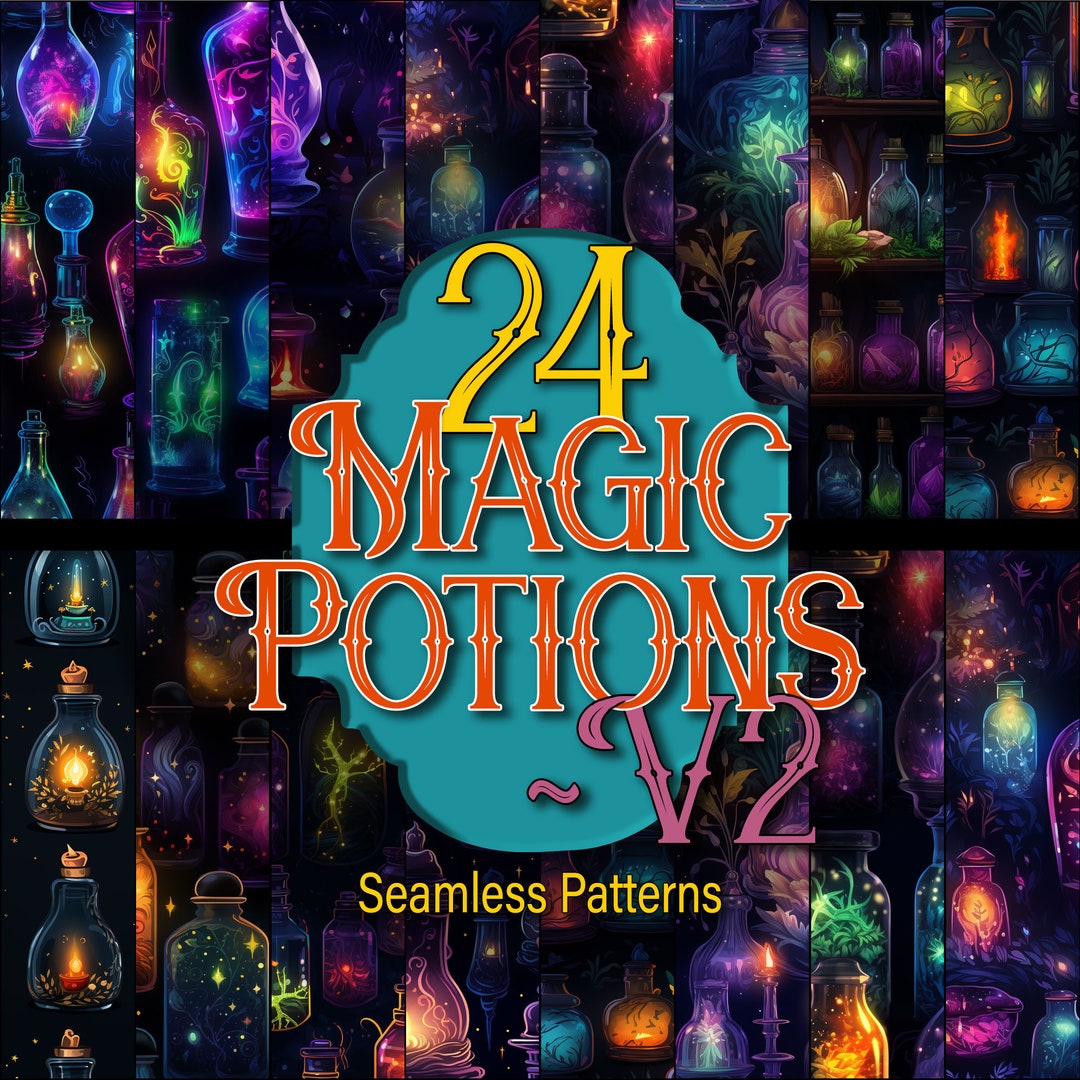 Neon Fantasy Magical Potions Seamless Pattern Includes PAT File ...