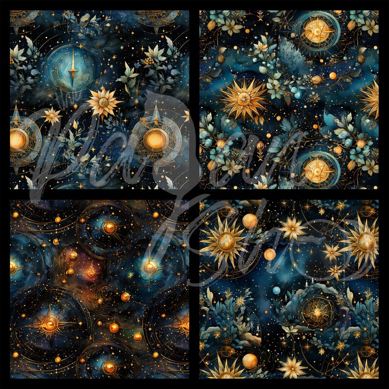 Celestial Skies Seamless Pattern Includes PAT File Scrapbook - Etsy