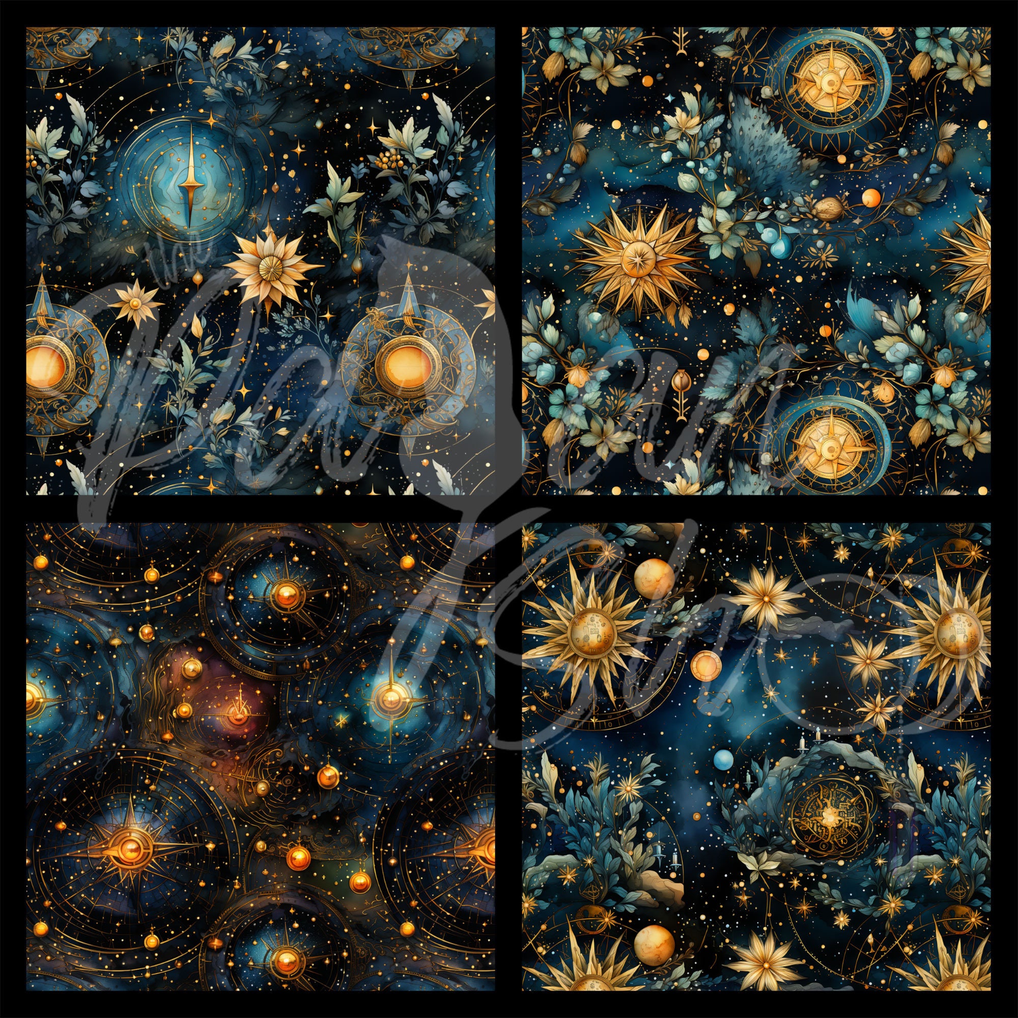 Celestial Skies Seamless Pattern Includes PAT File Scrapbook - Etsy