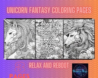 Fantasy Unicorn Coloring Pages With Intricate Patterns, Printable PDF ...