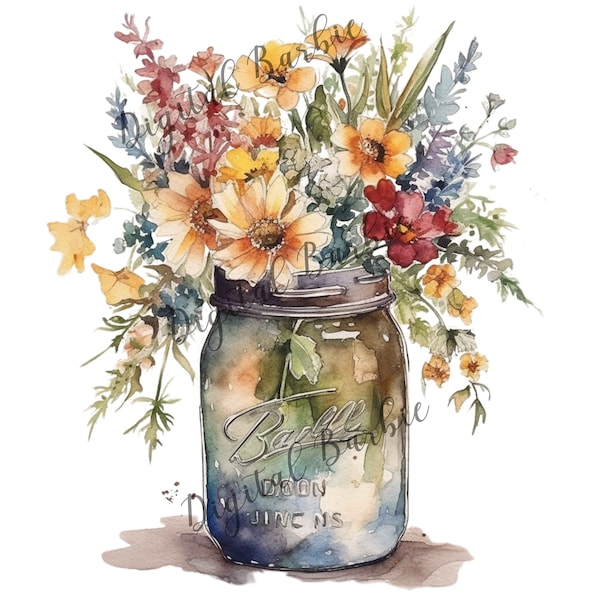 Mason Jar Watercolor - Etsy